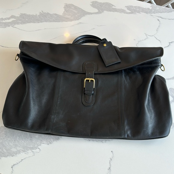 Coach | Bags | Vintage Coach Weekend Travel Black Leather Bag Travel ...